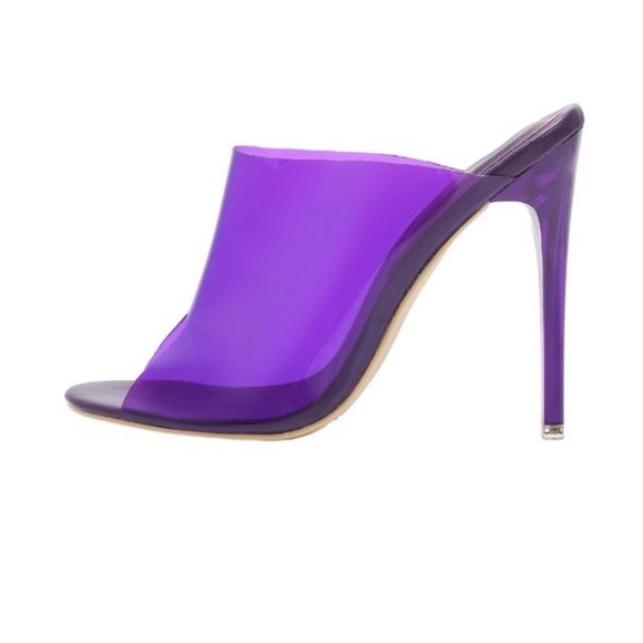 Shoes | Purple Transparent Mule Heel | Poshmark
